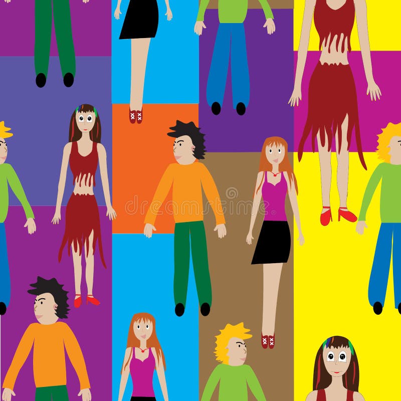 Design of People Seamless Pattern Stock Vector - Illustration of ...