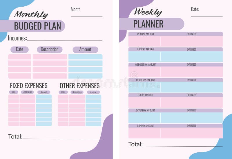 Design a Personalized Monthly and Weekly Budget Planner. Stock Vector ...