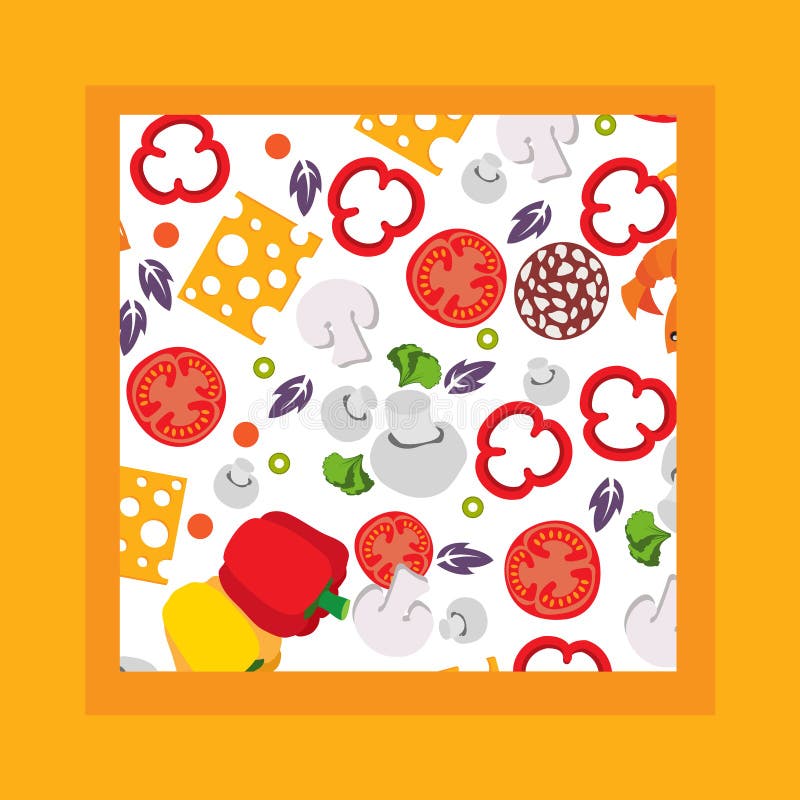 Design Pizza Packaging. Ingredients for Pizza Stock Illustration ...