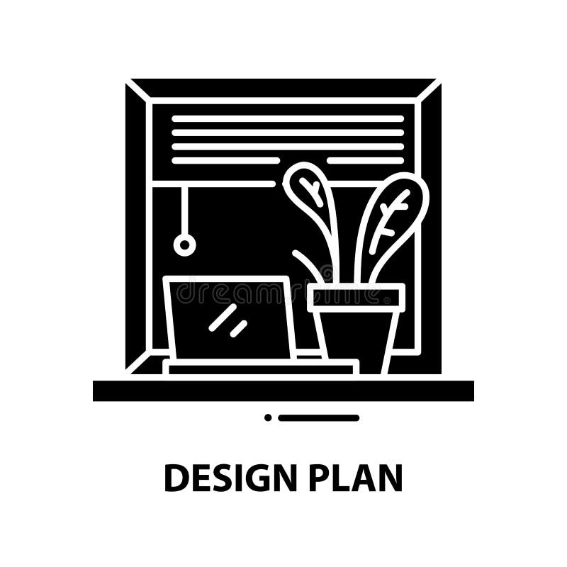 Design Plan Icon, Black Vector Sign with Editable Strokes, Concept ...