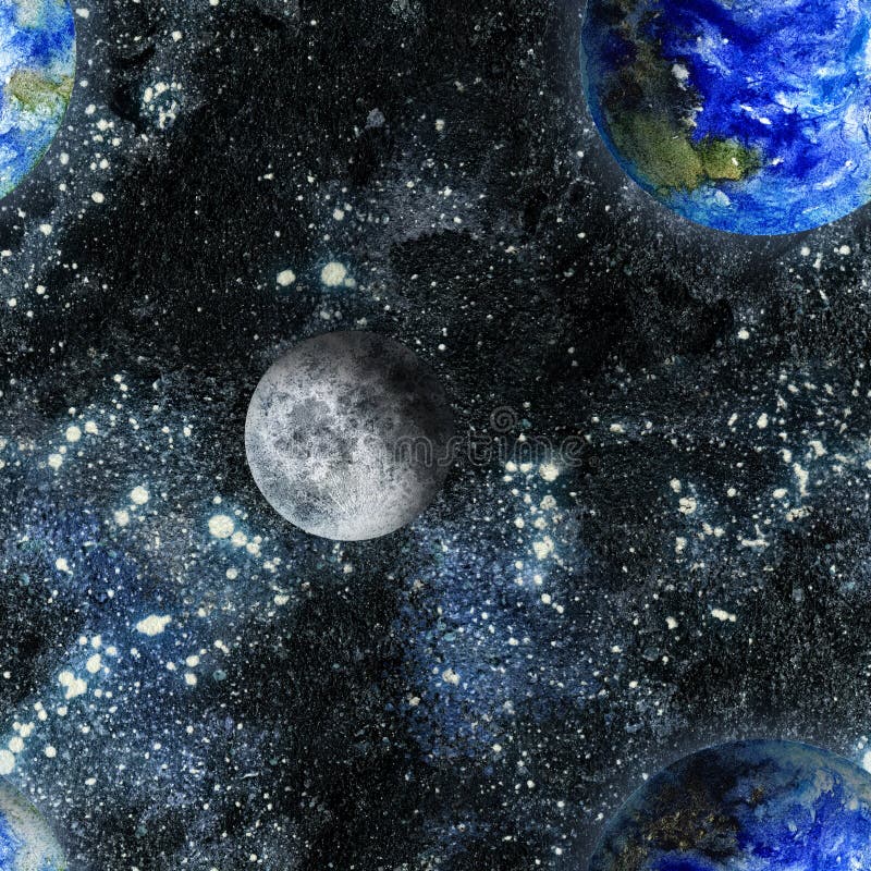 Painting Acrylic painting a little tree two planets and the universe ...