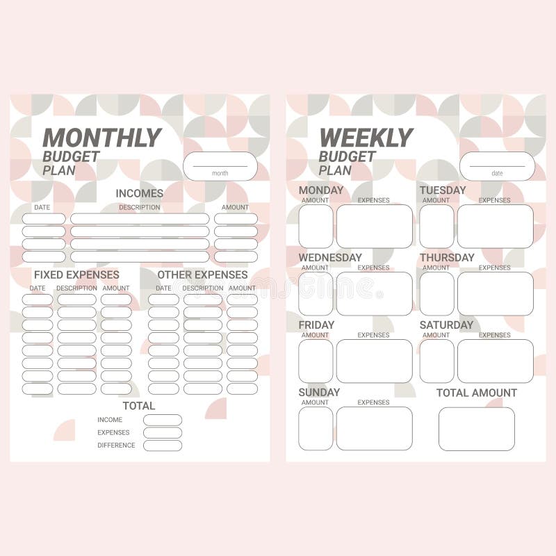 Design for Planning Monthly and Weekly Budget Stock Vector ...