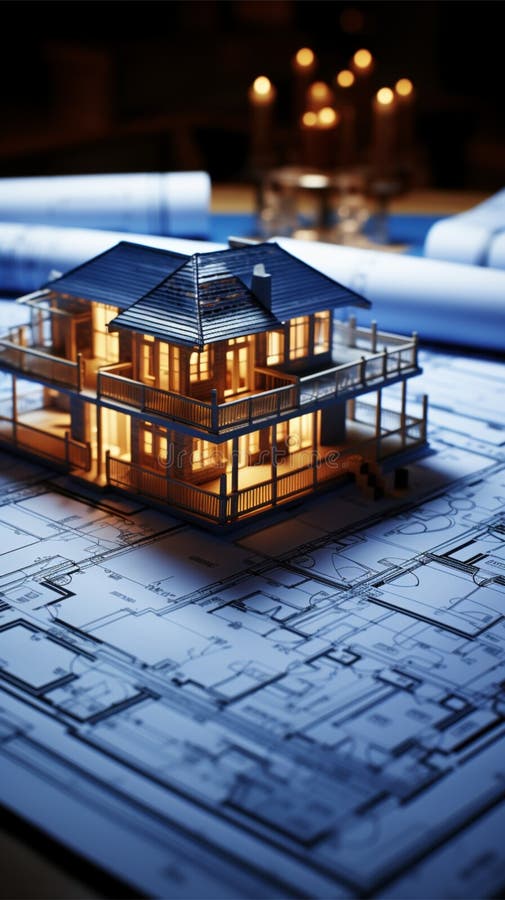 Design Plans Displayed Blueprint Rolls Neatly Arranged Atop Table ...