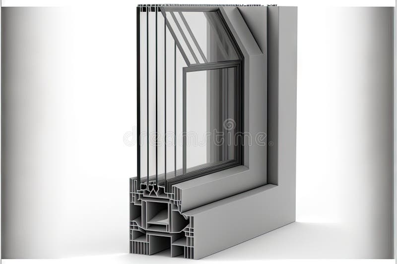 Design Plastic Windows Profile Grey on White Background Stock ...