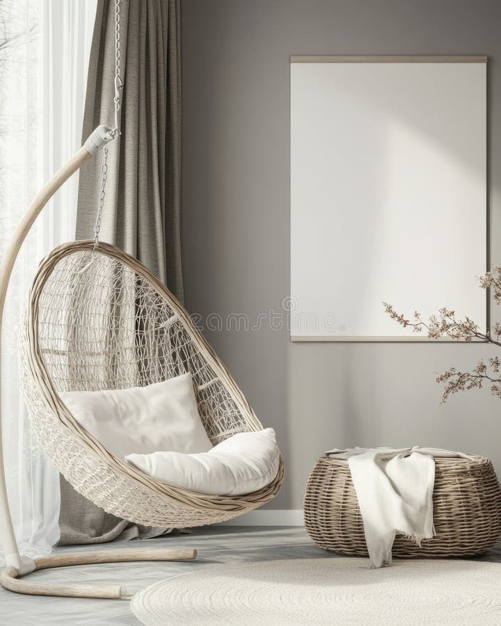 Design a Poster Frame Mockup Against a Hipster Interior Backdrop. Stock ...