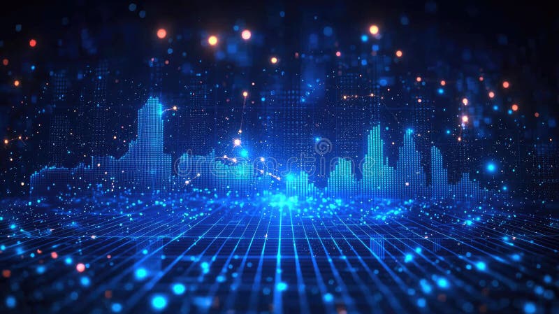 Futuristic Blue Data Visualization of Finance, Technology, Artificial ...