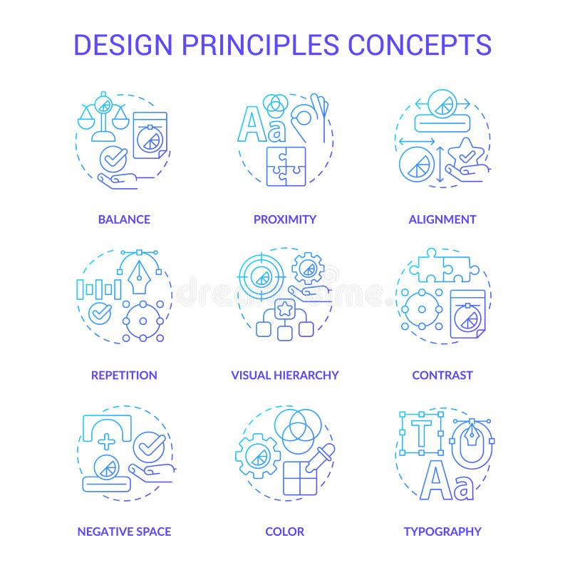 Design Principles Blue Gradient Concept Icons Set Stock Vector ...