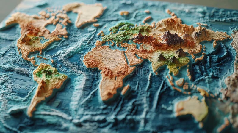 Design and Print Concept for a 3D World Map Sculpture. High-detail ...