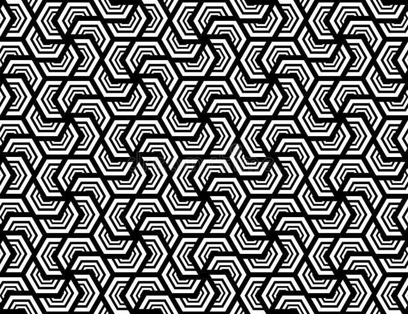 Seamless Hexagonal Pattern . Design White on Black Stock Illustration ...