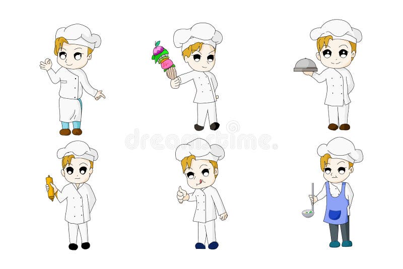 Design Profession Character Six Chef Anime Bundle Version Chi Bi Stock ...