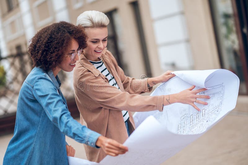 Design Professionals Busy Analyzing a Site Development Plan Stock Photo ...