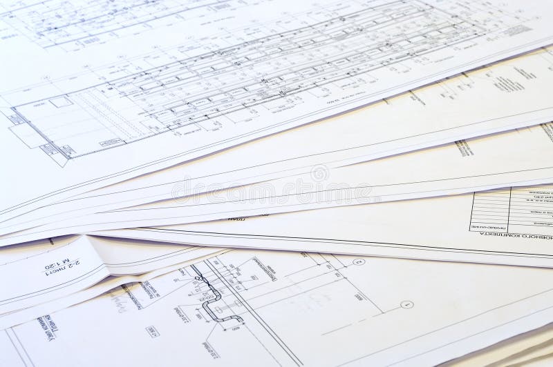 Design and Project Drawings. Stock Image - Image of construction ...