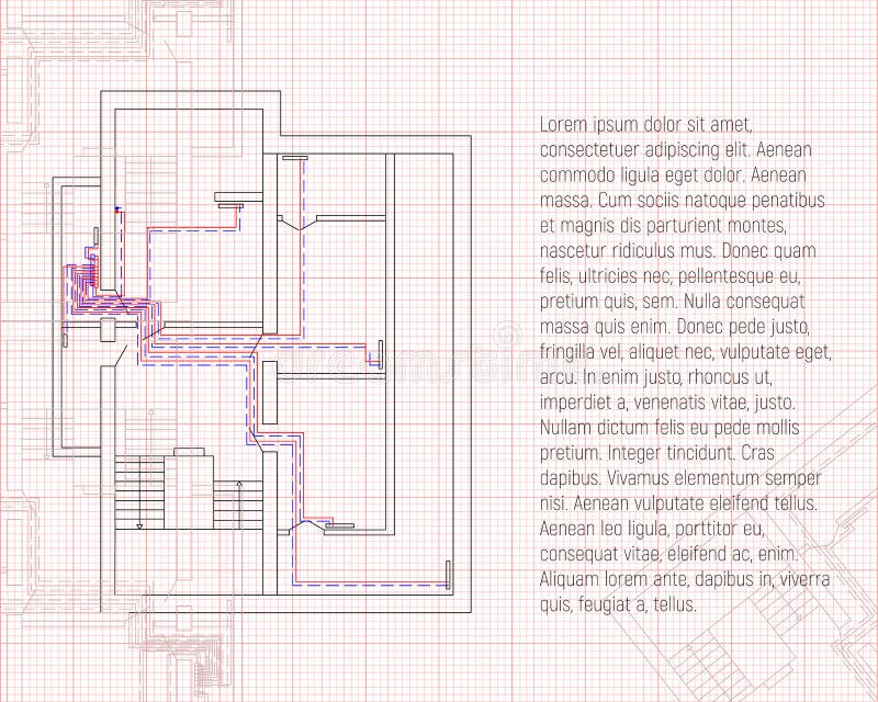 Design Project of Heating. Construction Blueprint. Sketch Technical ...