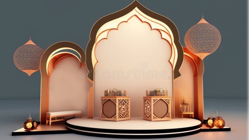 Ramadan Booth 3d Render Background Islamic Eid Event Stock Illustration ...
