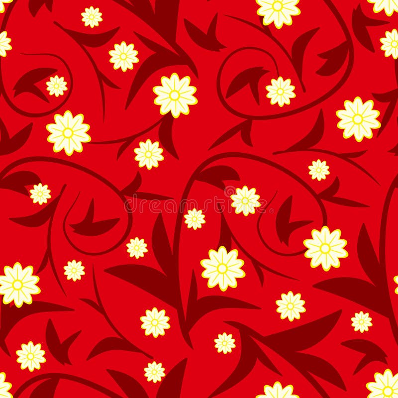 Design Red Floral Seamless Pattern with Flowers Stock Vector ...
