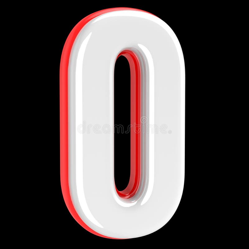 Red and White Number 0 3D Render with Black Background Stock ...