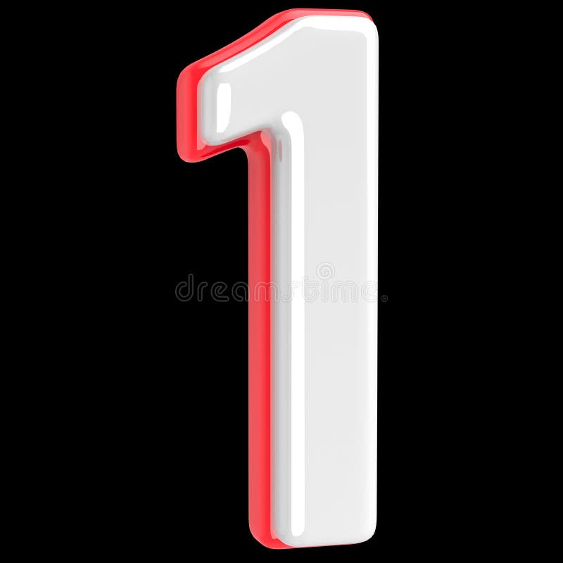 Red and White Number 1 3D Render with Black Background Stock ...