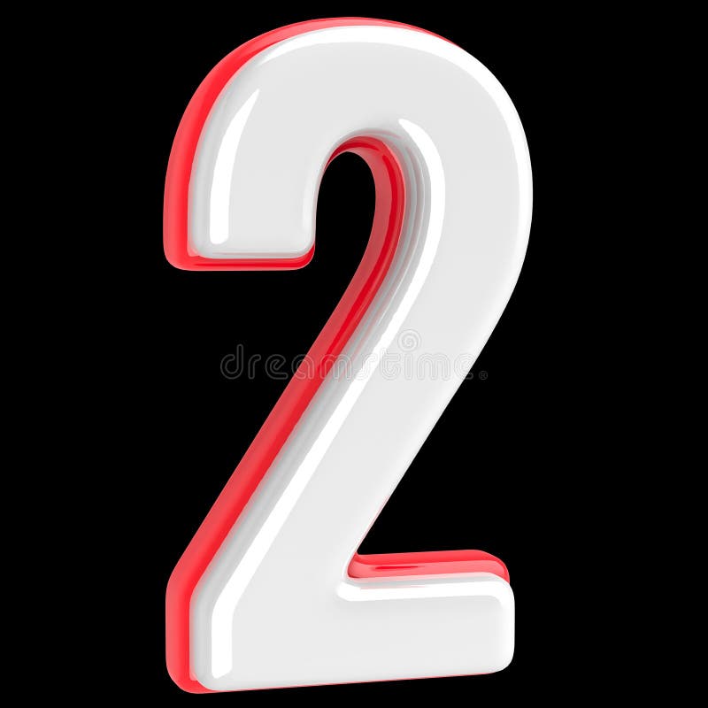 Red and White Number 2 3D Render with Black Background Stock ...