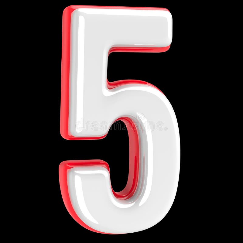 Red and White Number 5 3D Render with Black Background Stock Illustration - Illustration of ...