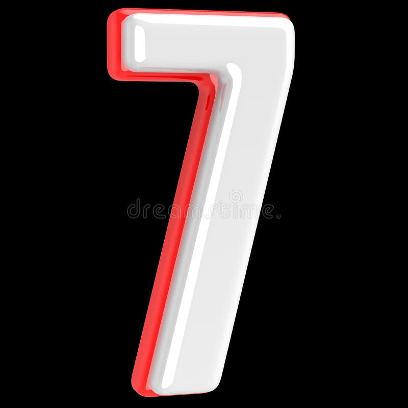 Red and White Number 7 Precent 3D Render with Black Background Stock ...