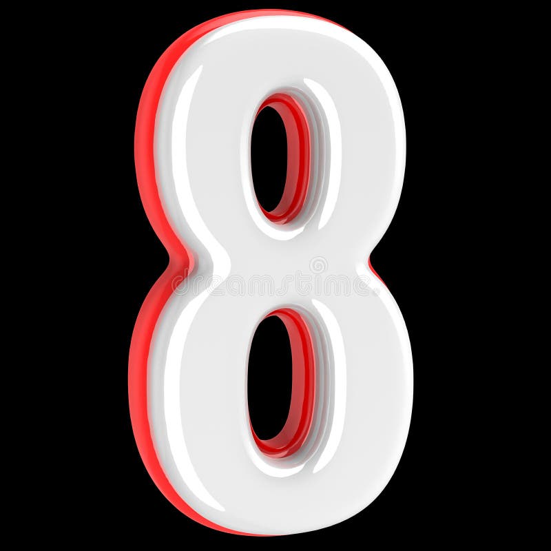 Red and White Number 8 Precent 3D Render with Black Background Stock ...