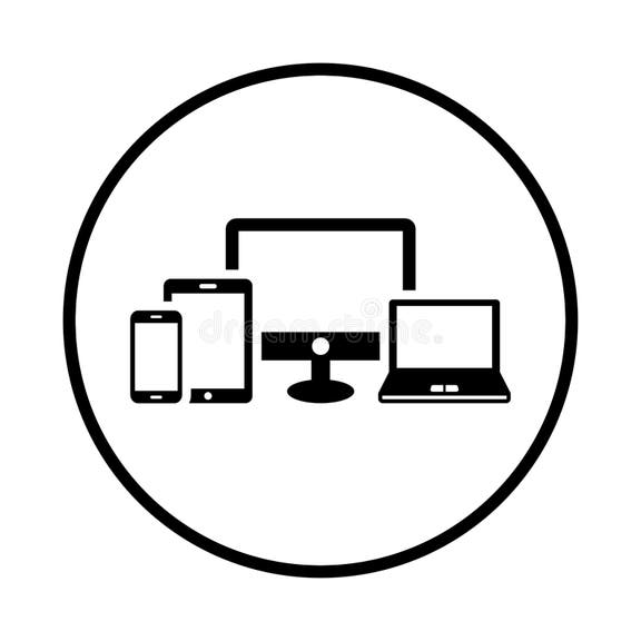 Design, Responsive, Desktop, Mobile Icon. Rounded Black Vector Design ...