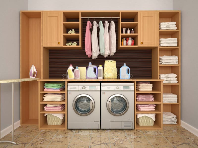 Design Room for Washing and Cleaning. 3d Stock Illustration ...