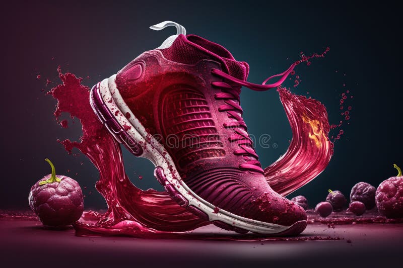 Design of Running Shoes with Beetroot Juices. Ai Generated Stock ...