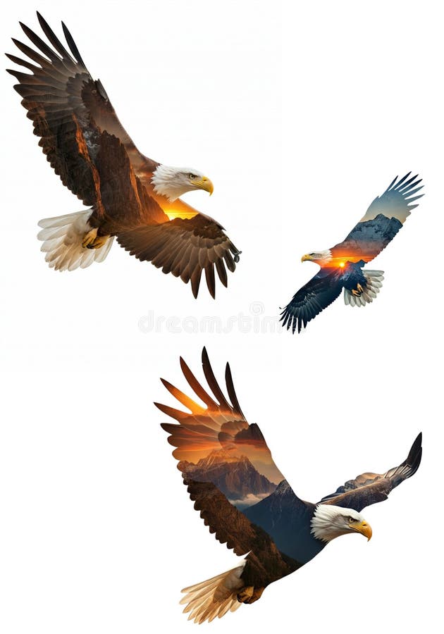 Three eagles stock illustration. Illustration of wildlife - 330294871