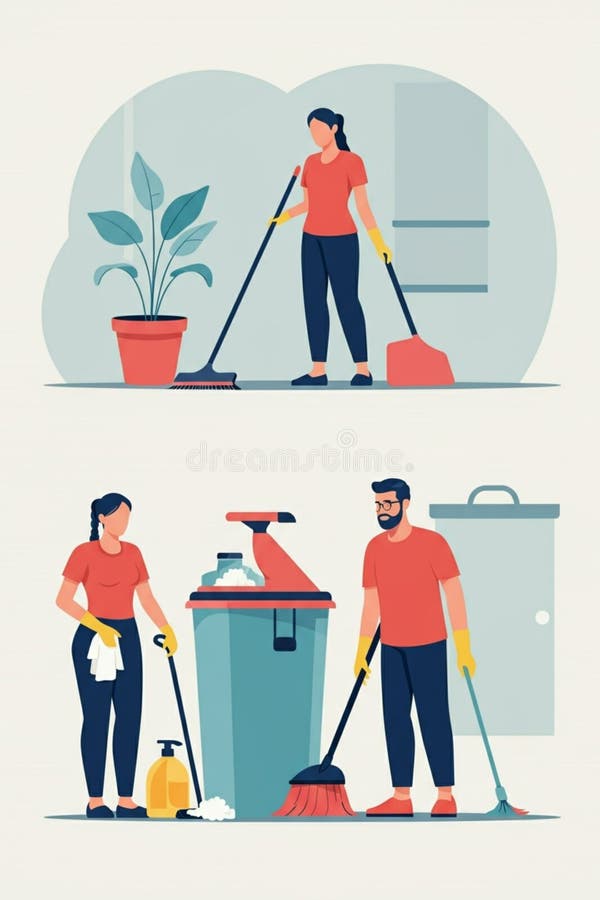 People cleaning stock illustration. Illustration of brand - 331125538
