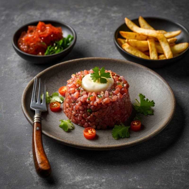 Delicious steak tartare stock illustration. Illustration of brunch ...