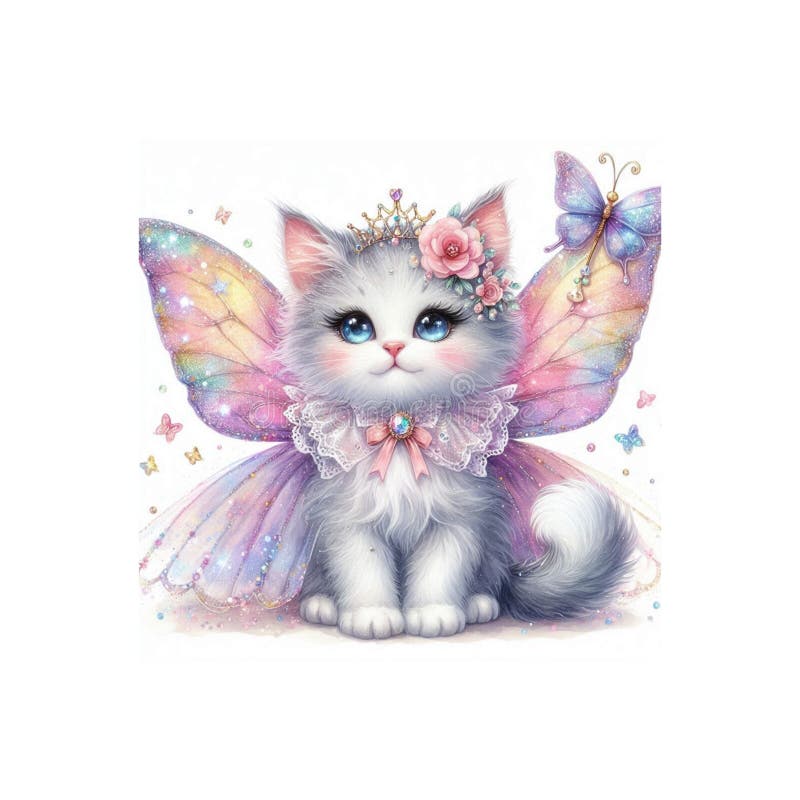 A fairy kitten stock illustration. Illustration of cartoon - 334309725
