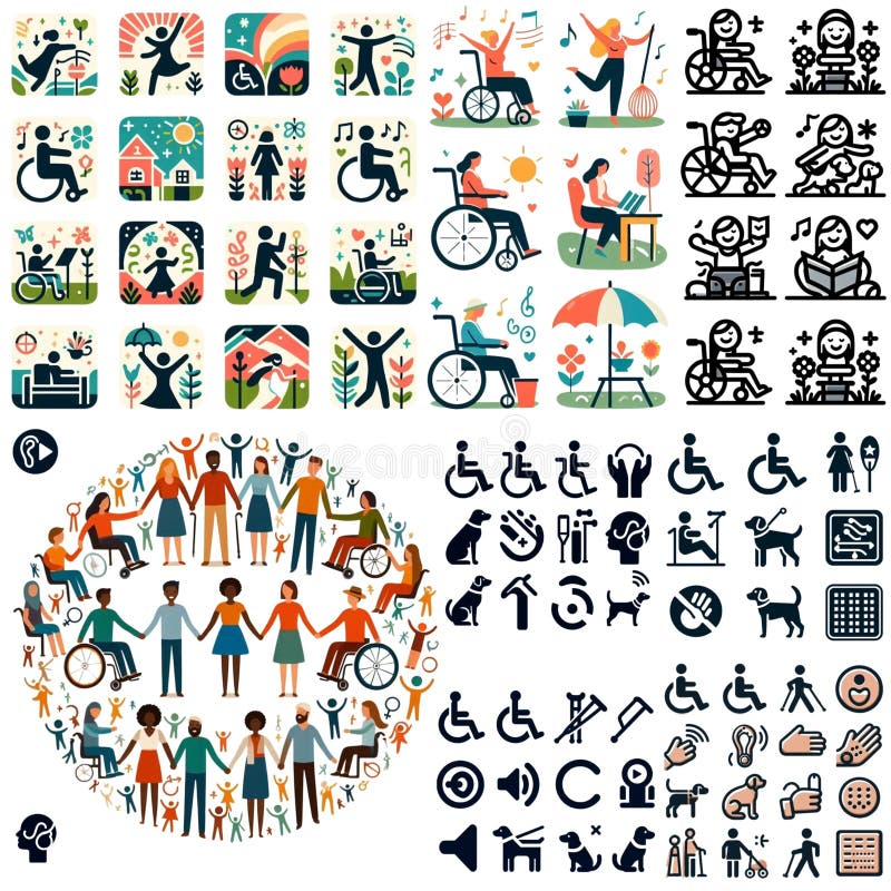 Handicap pictograms stock illustration. Illustration of wheelchair ...