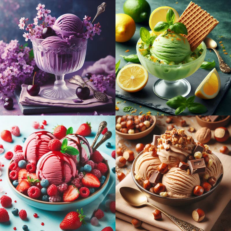 Collage ice cream bowl stock image. Image of lunch, cacao - 374078769