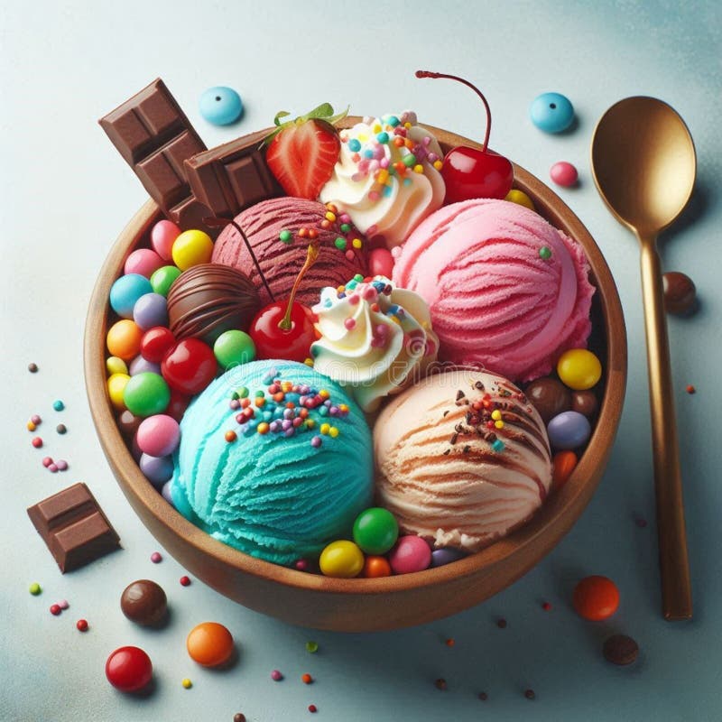 Ice Cream Bowl 3D Icon stock illustration. Illustration of vanilla ...