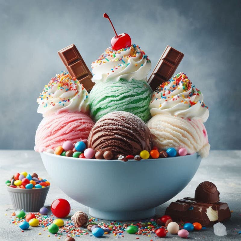 Ice Cream Bowl 3D Icon stock illustration. Illustration of vanilla ...