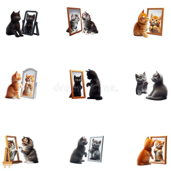 Cute Cats and Mirror Collage – Funny and Adorable Reflections of Feline ...