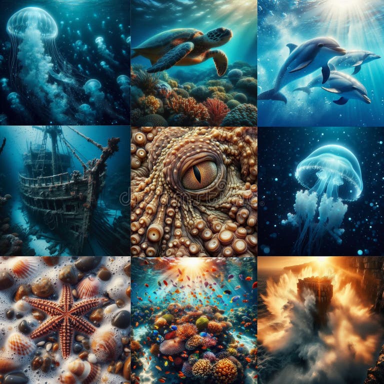 Marine collage stock photo. Image of organism, love - 379057840