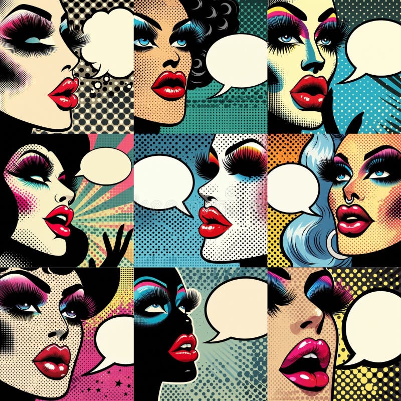 Pop Art Divas with Colorful Bubble Chat – Vibrant Retro Comic Style ...
