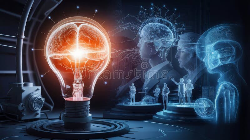 Symbolizing Future Tech, Intersects with a Brain Backdrop, Symbolizing ...