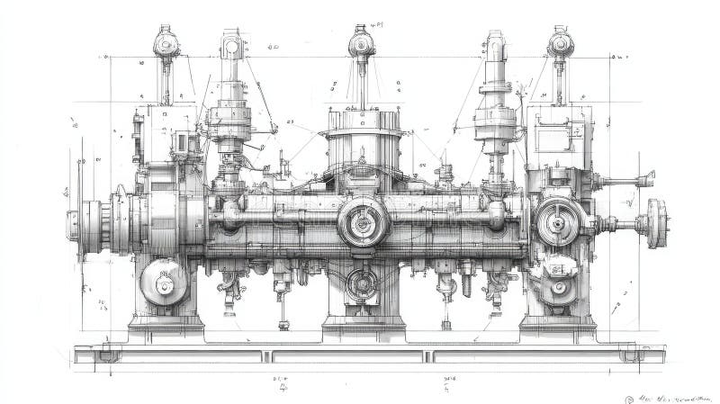 Design Schematic Style of an Expanding Machine Core Stock Illustration ...