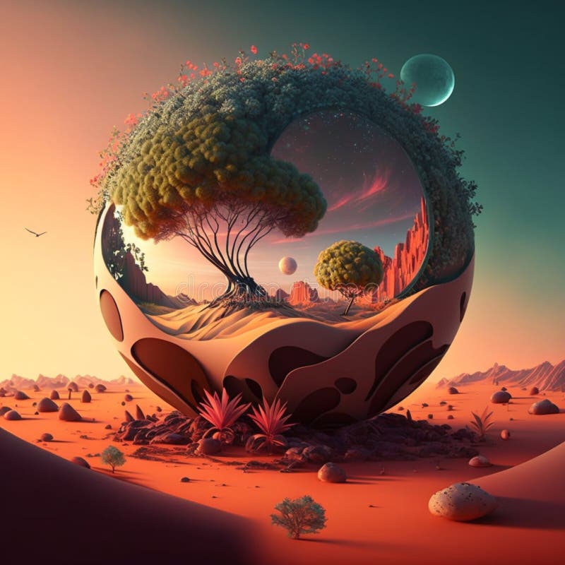 Planet Illustration - Drawing Desert, Ice, Forest, Mountain Planets ...