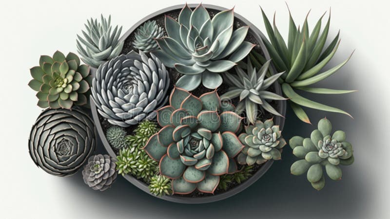 Group of Succulents in Pot, Plant with Subtle Shadow, Succulents ...