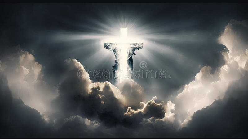 Resurrection, Glowing Cross among the Clouds, Risen Jesus, Cross, Jesus ...
