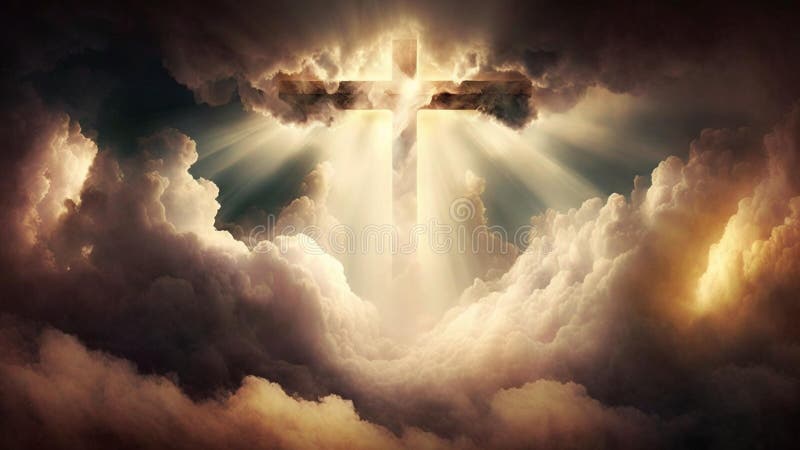 Resurrection, Glowing Cross among the Clouds, Risen Jesus, Cross, Jesus ...