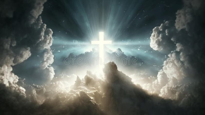 Resurrection, Glowing Cross among the Clouds, Risen Jesus, Cross, Jesus ...