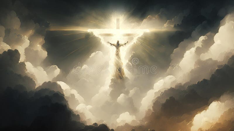 Resurrection, Glowing Cross among the Clouds, Risen Jesus, Cross, Jesus ...