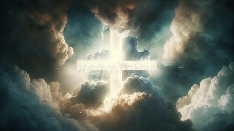 Resurrection, Glowing Cross among the Clouds, Risen Jesus, Cross, Jesus ...