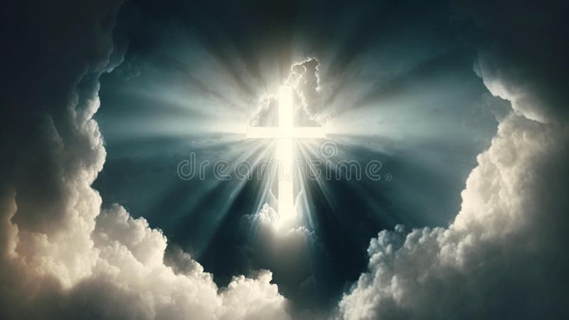 Resurrection, Glowing Cross among the Clouds, Risen Jesus, Cross, Jesus ...