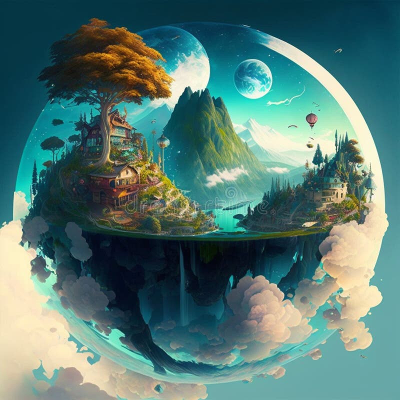 Planet Illustration - Drawing Desert, Ice, Forest, Mountain Planets ...